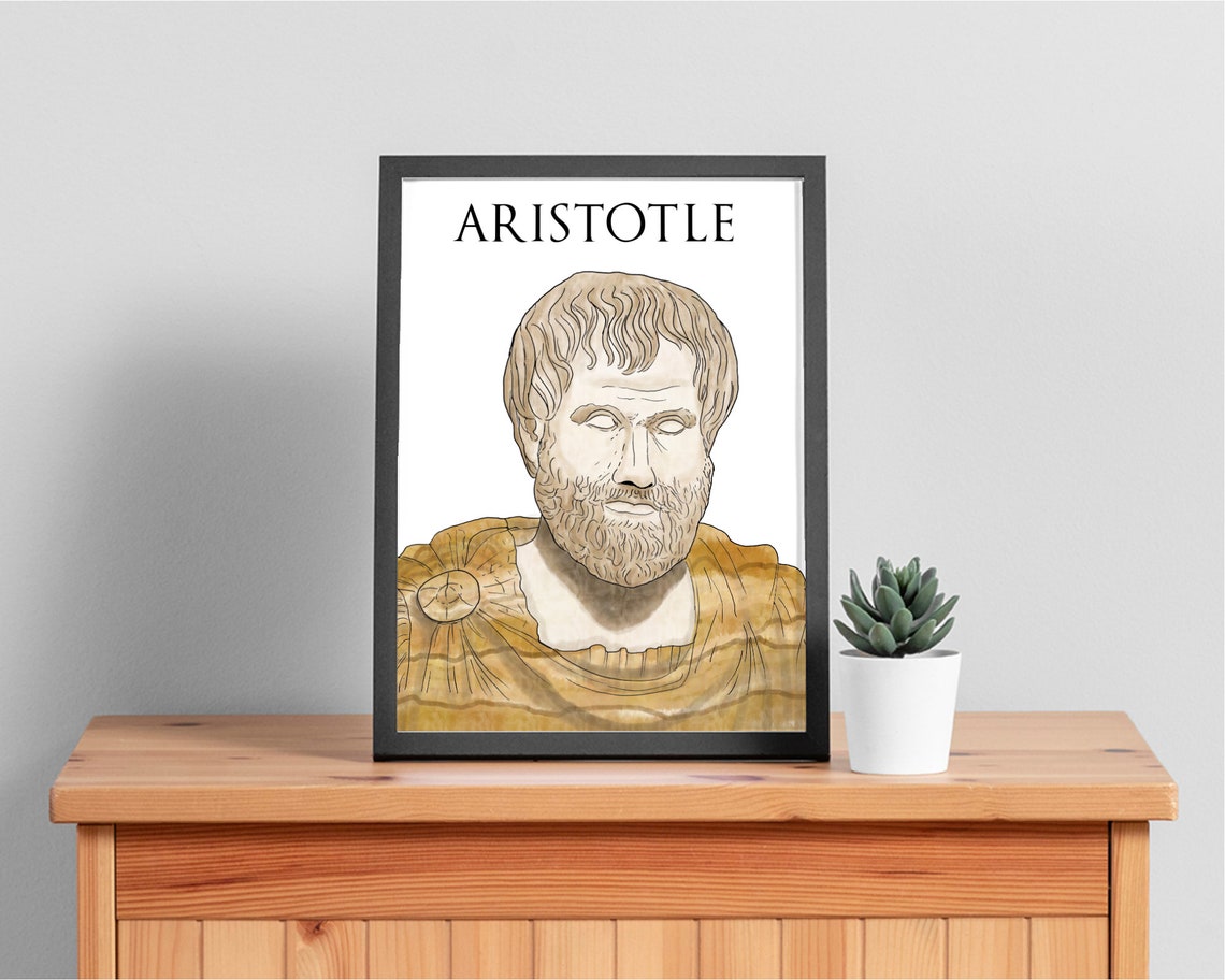 Aristotle Bust Statue Poster, Watercolour Line Art, Student Gift ...