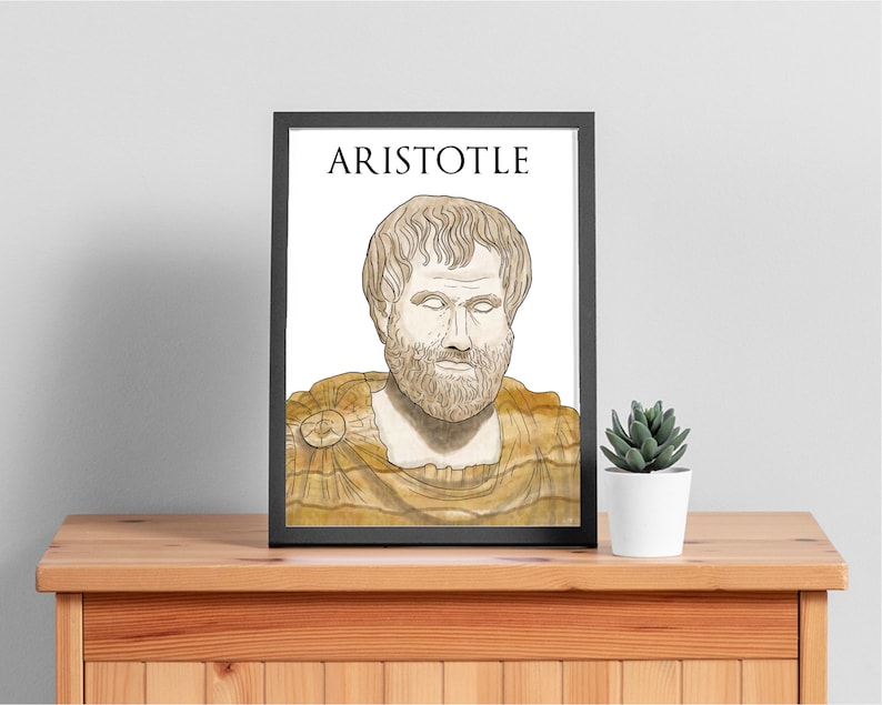 Aristotle Bust Statue Poster, Watercolour Line Art, Student Gift ...