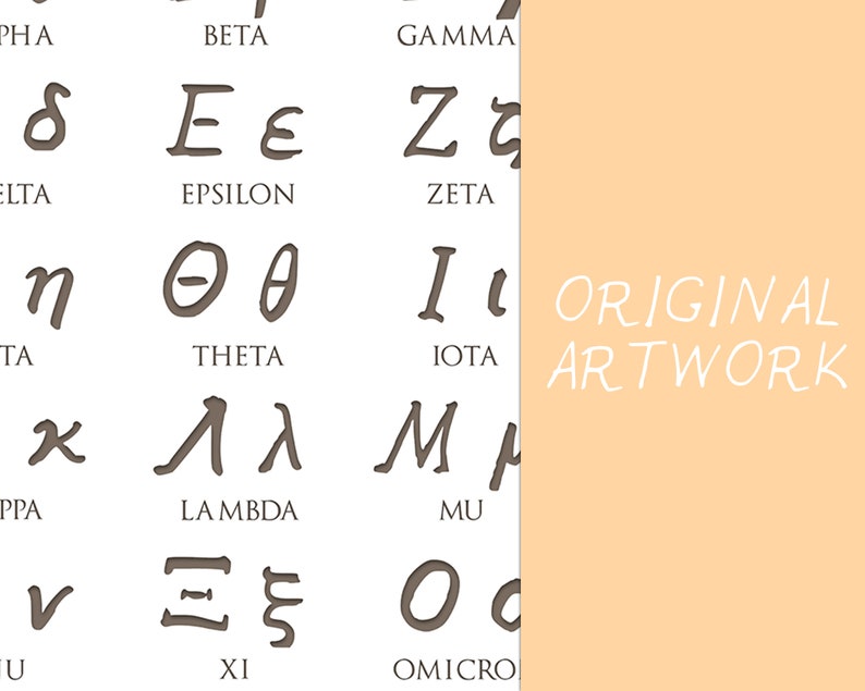 Ancient Greek Alphabet Poster, Watercolour Line Art, Student Gift ...