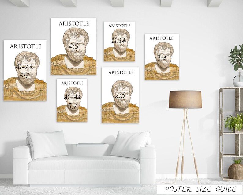 Aristotle Bust Statue Poster, Watercolour Line Art, Student Gift ...
