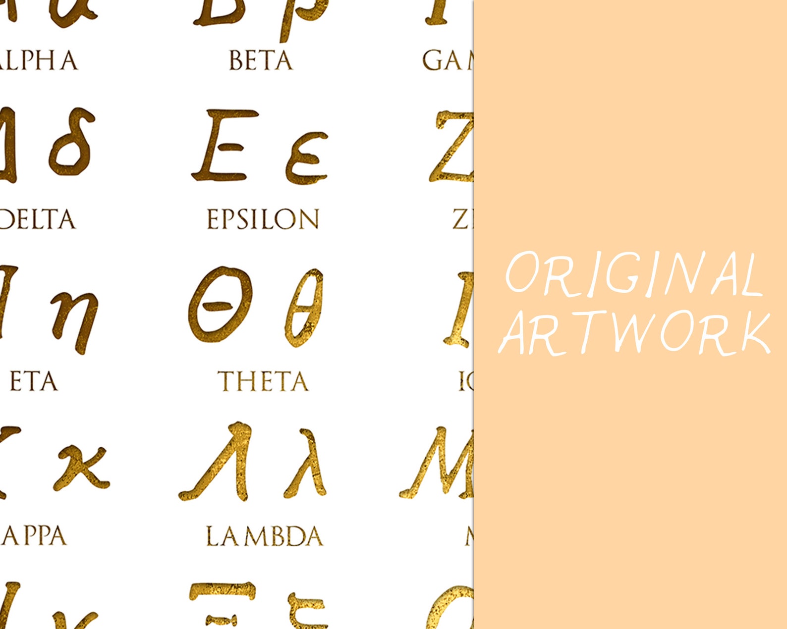 Ancient Greek Alphabet Poster in Gold, Watercolour Line Art, Student ...