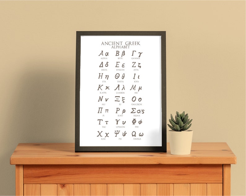 Ancient Greek Alphabet Poster, Watercolour Line Art, Student Gift ...