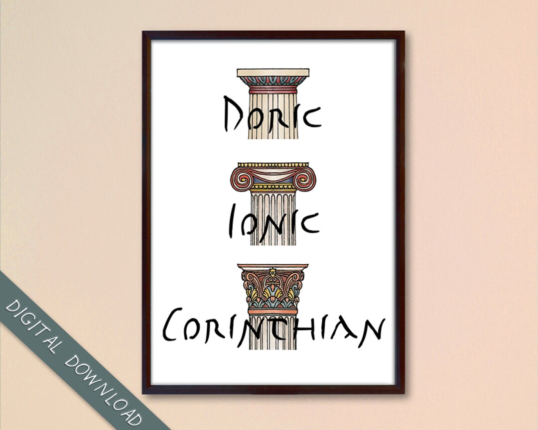 Ancient Greek Column Capitals Poster (titles), Watercolour Line Art ...