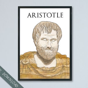 Aristotle Bust Statue Poster, Watercolour Line Art, Student Gift ...