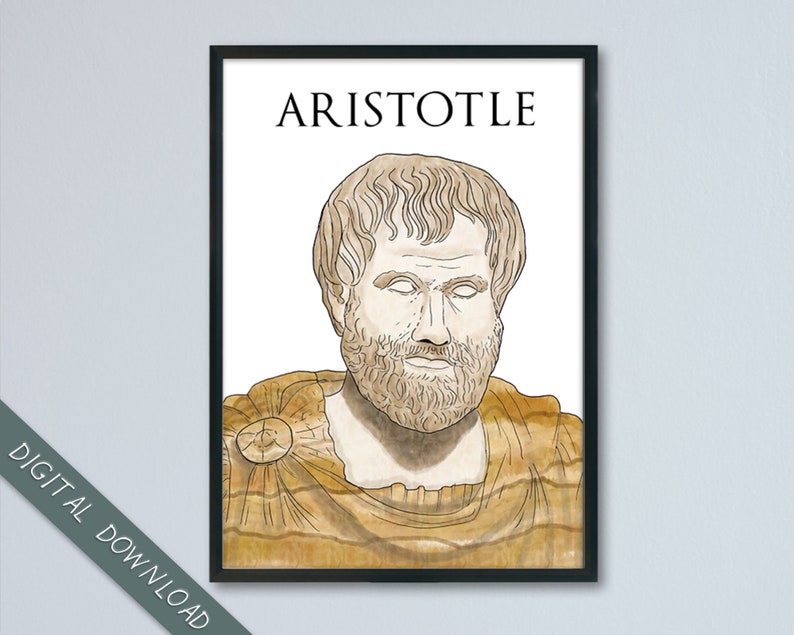 Aristotle Bust Statue Poster, Watercolour Line Art, Student Gift, Printable Wall Art, Ancient ...