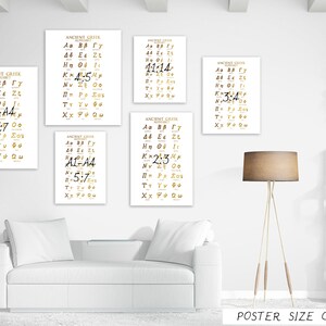 Ancient Greek Alphabet Poster in Gold, Watercolour Line Art, Student ...