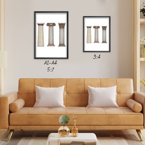 Ancient Greek Columns Poster, Watercolour Line Art, Student Gift ...