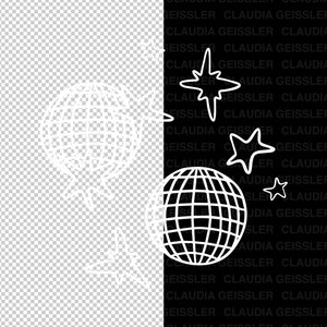 Disco & Star Doodle Illustration, Disco Ball PNG, Disco Ball SVG ...