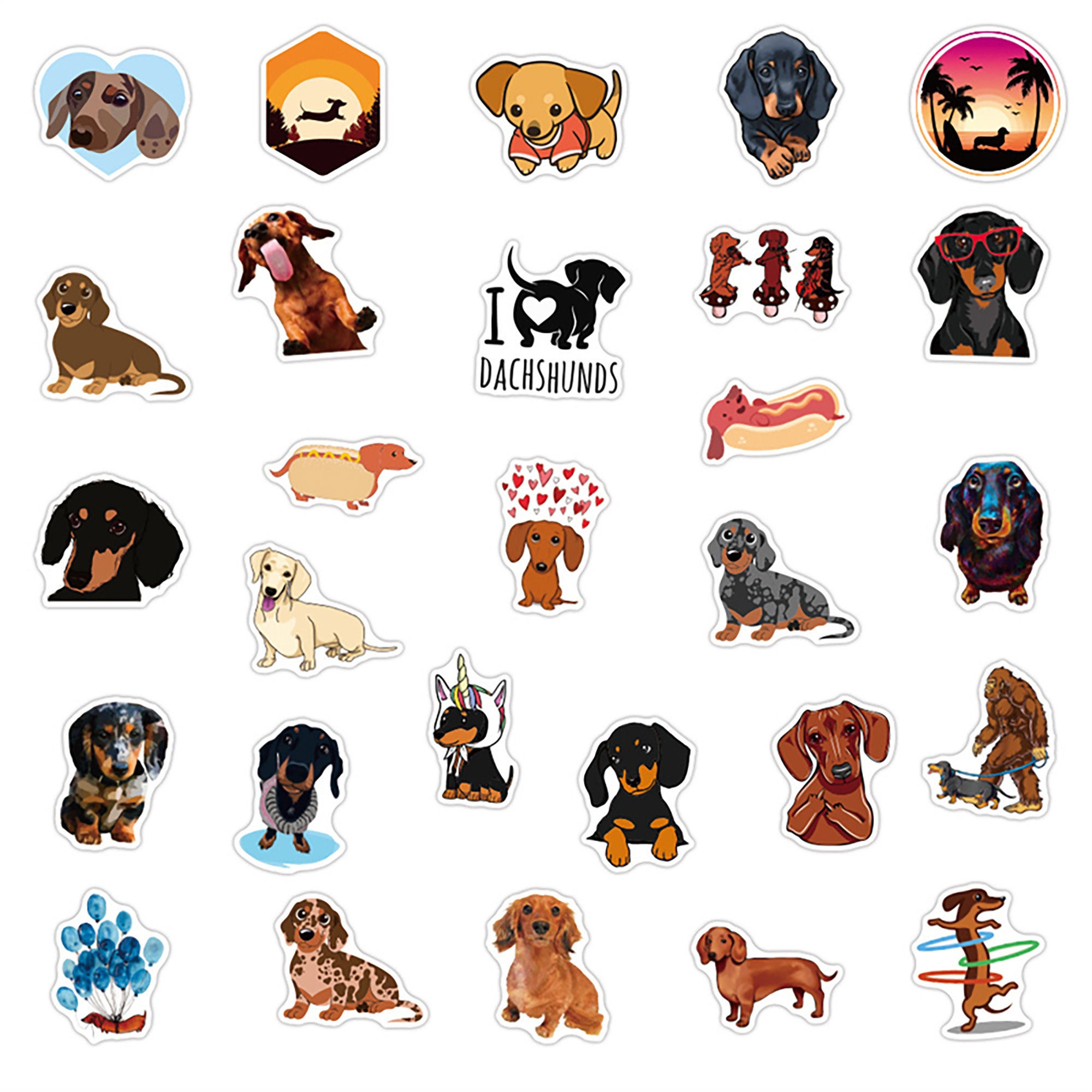 50 Cute Dachshund Stickers Pack Assorted Dachshund Decal Vinyl - Etsy