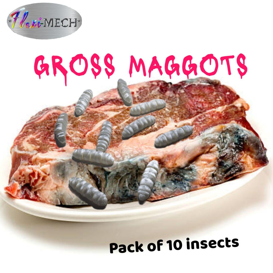 Fleximech Gross Maggots Exclusive 3d Printed Insect 1.5 Realistic ...