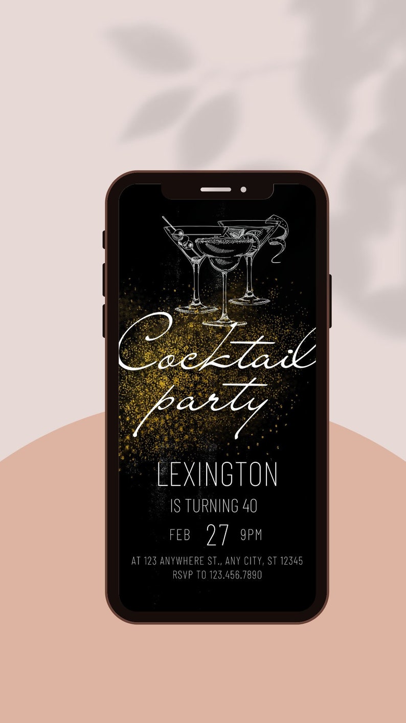 Editable Cocktail Party Invitation Digital Download Birthday Invites ...