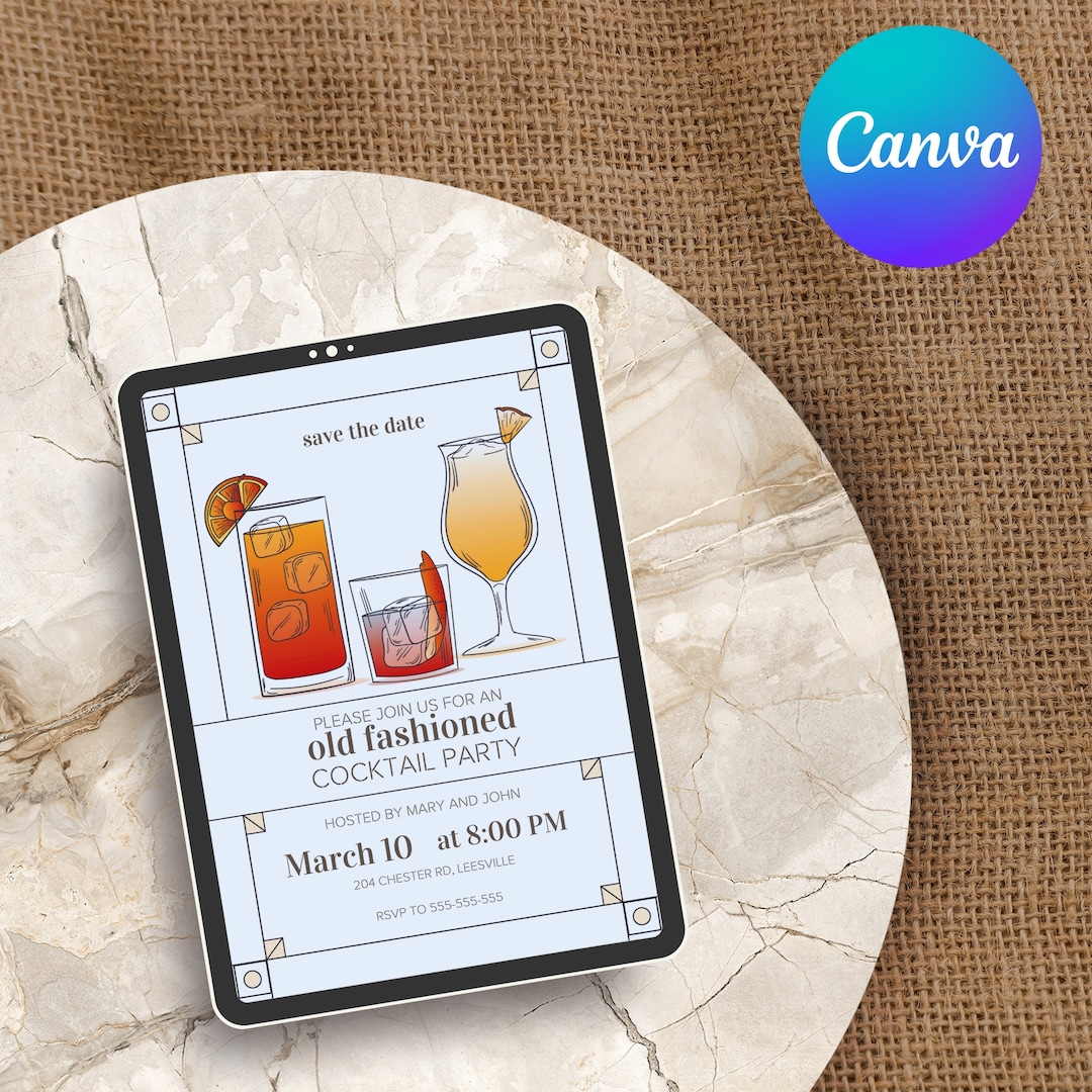Editable Cocktail Party Invitation Digital Download Birthday Invites ...