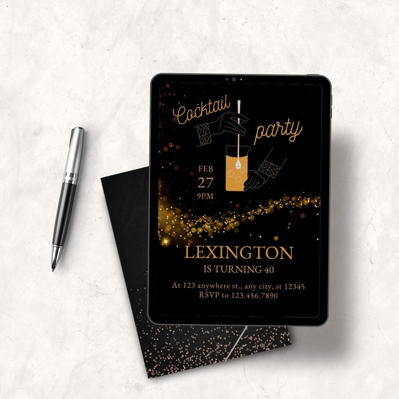 Editable Cocktail Party Invitation Digital Download Birthday Invites ...