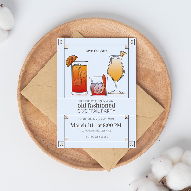 Editable Cocktail Party Invitation Digital Download Birthday Invites ...