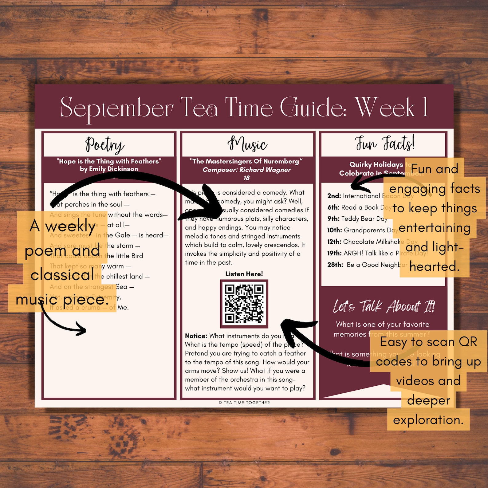 September Tea Time Guides Art, Poetry & Music Appreciation Over Tea ...