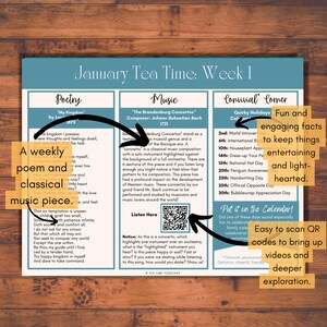 January Tea Time Guides: Art, Music & Poetry Homeschool (PDF) - Etsy
