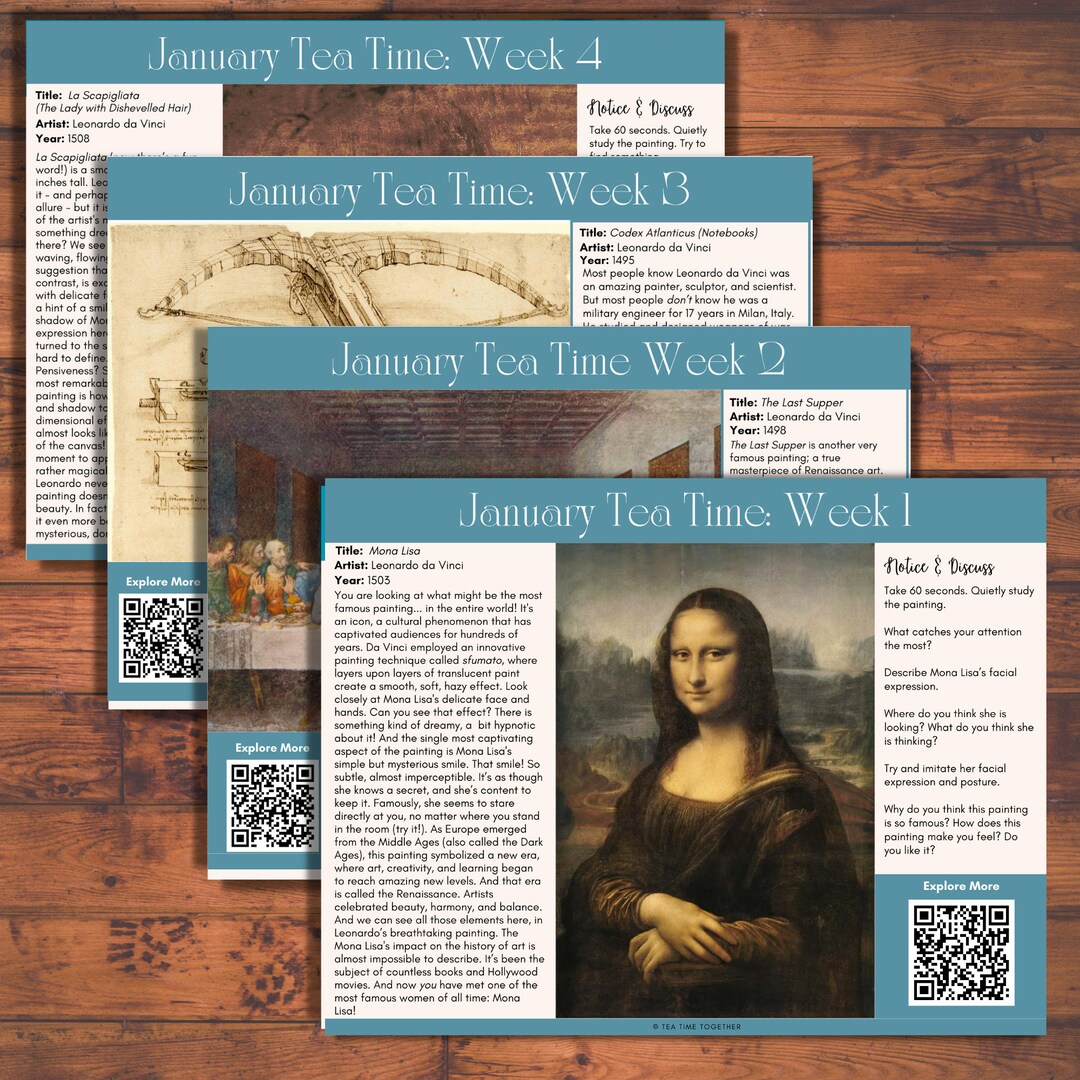 January Tea Time Guides: Art, Music & Poetry Homeschool (PDF) - Etsy