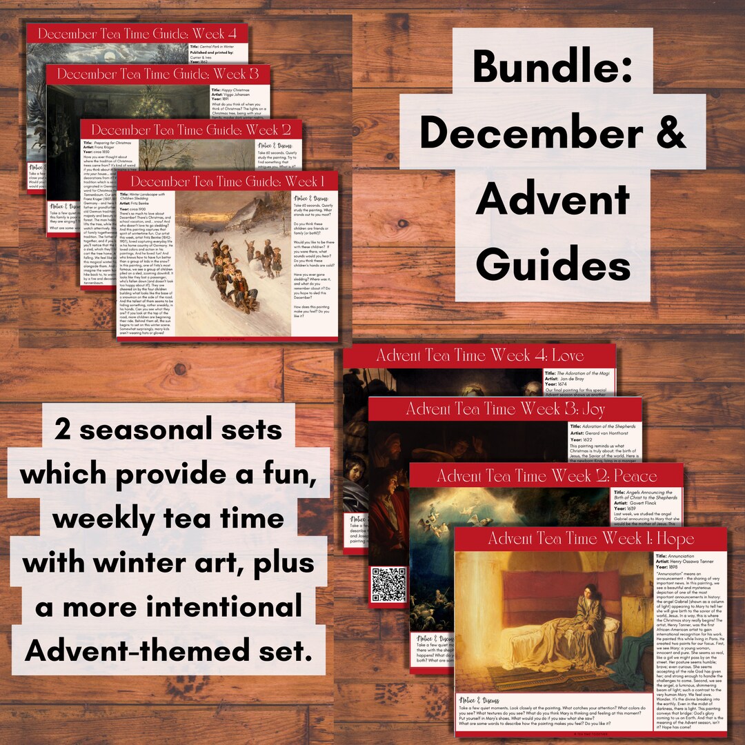 December & Advent Tea Time Guides: Art, Poetry, Music Appreciation - Etsy