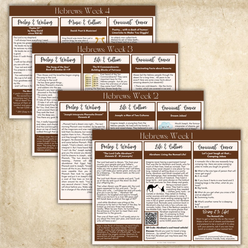 Ancient Hebrews Homeschool Lesson: Tea Time Together™ (printable ...