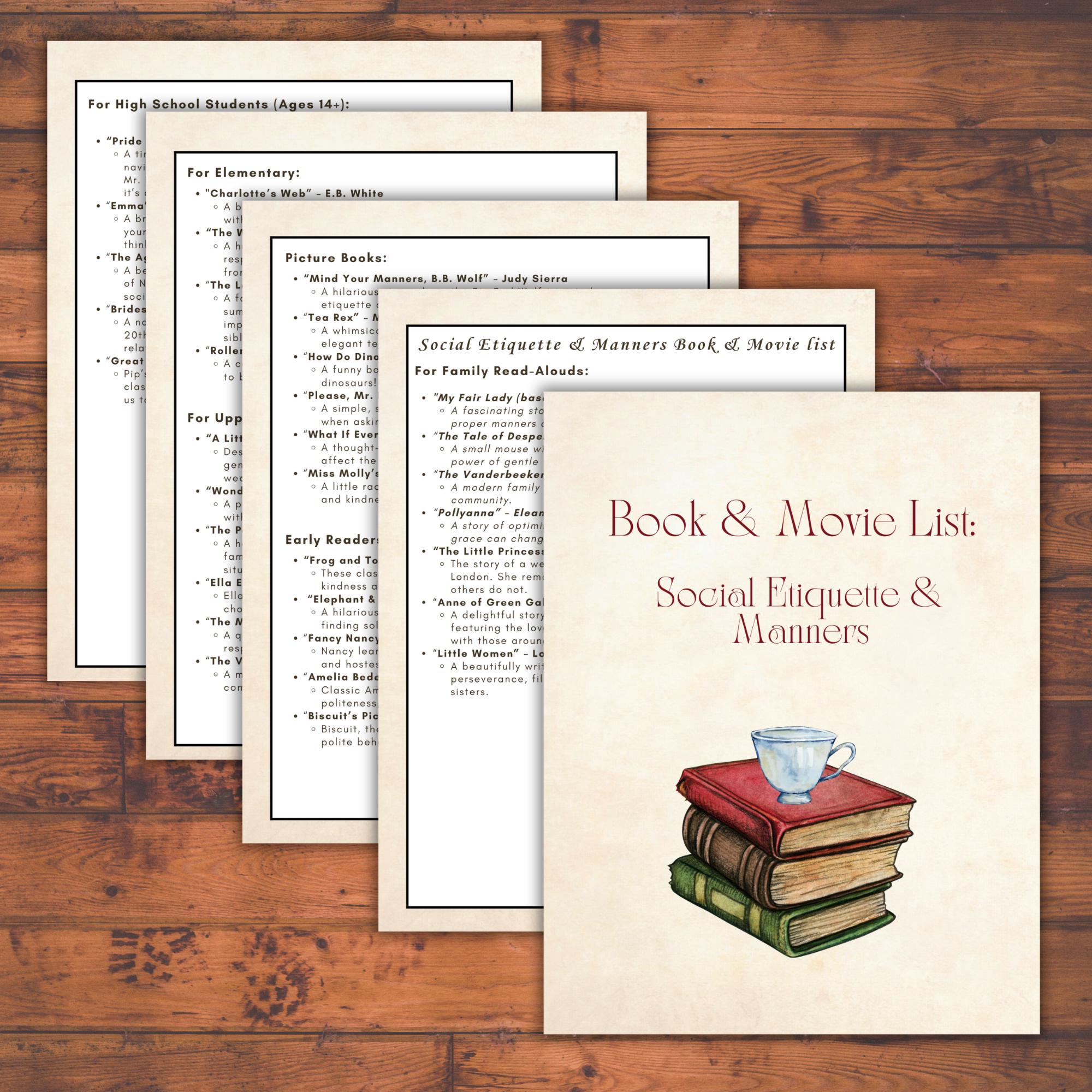 Social Etiquette & Manners Tea Time Guide: Homeschool Curriculum ...