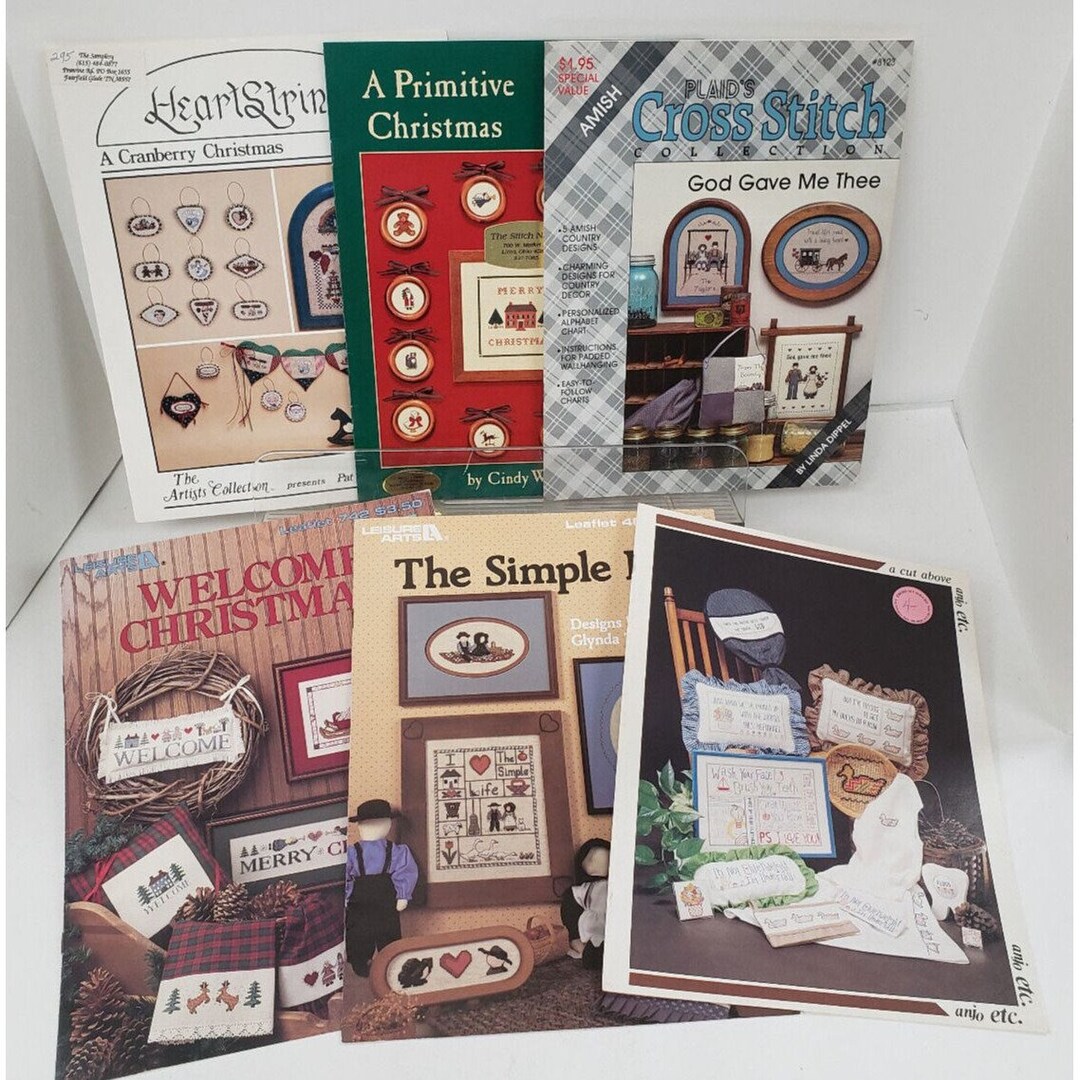 Lot of 6 Counted Cross Stitch Pattern Books 41 Designs © - Etsy