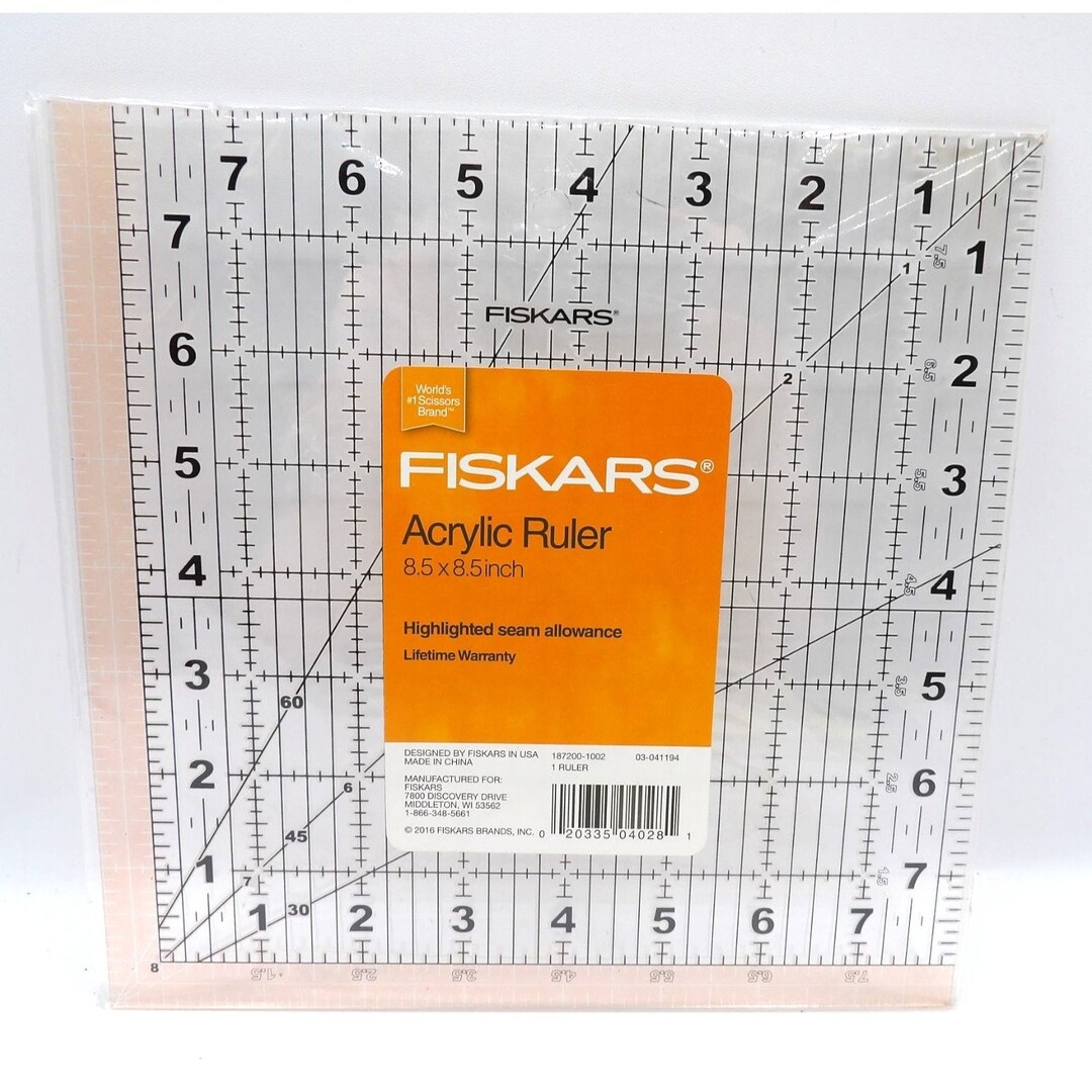 Fiskars Acrylic Quilting Ruler 8.5 X 8.5 30,45 & 60angle Lines NOS ...