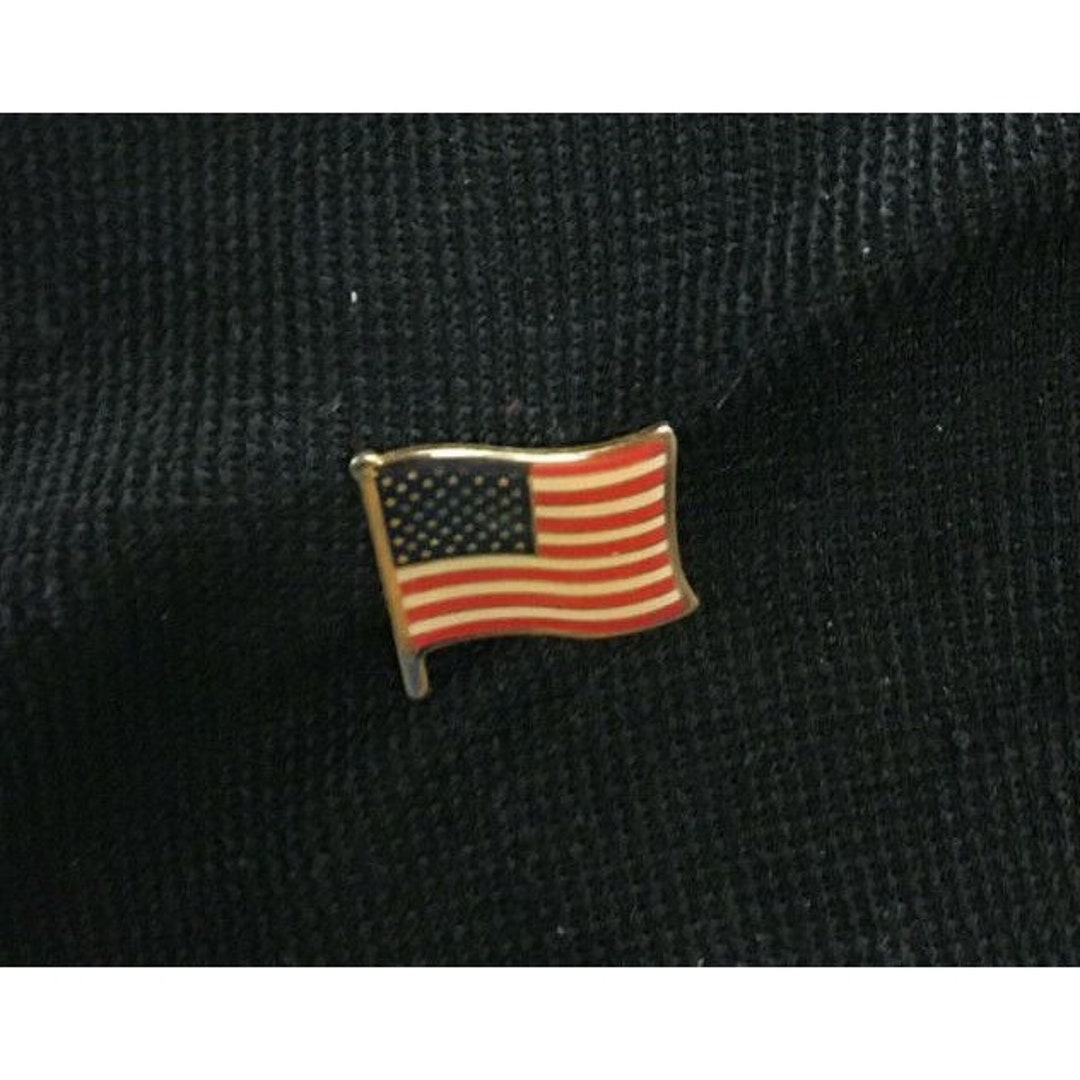 Unied States Flag Pin Red White Blue Enameled on Gold Tone Pin A Aminco ...