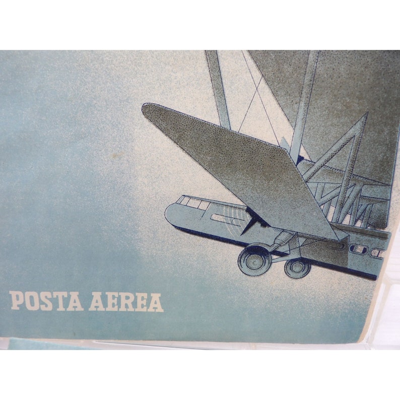 Stationary "posta Aerea" (airplane) Air Mail 11x7 In. Light Blue Paper ...