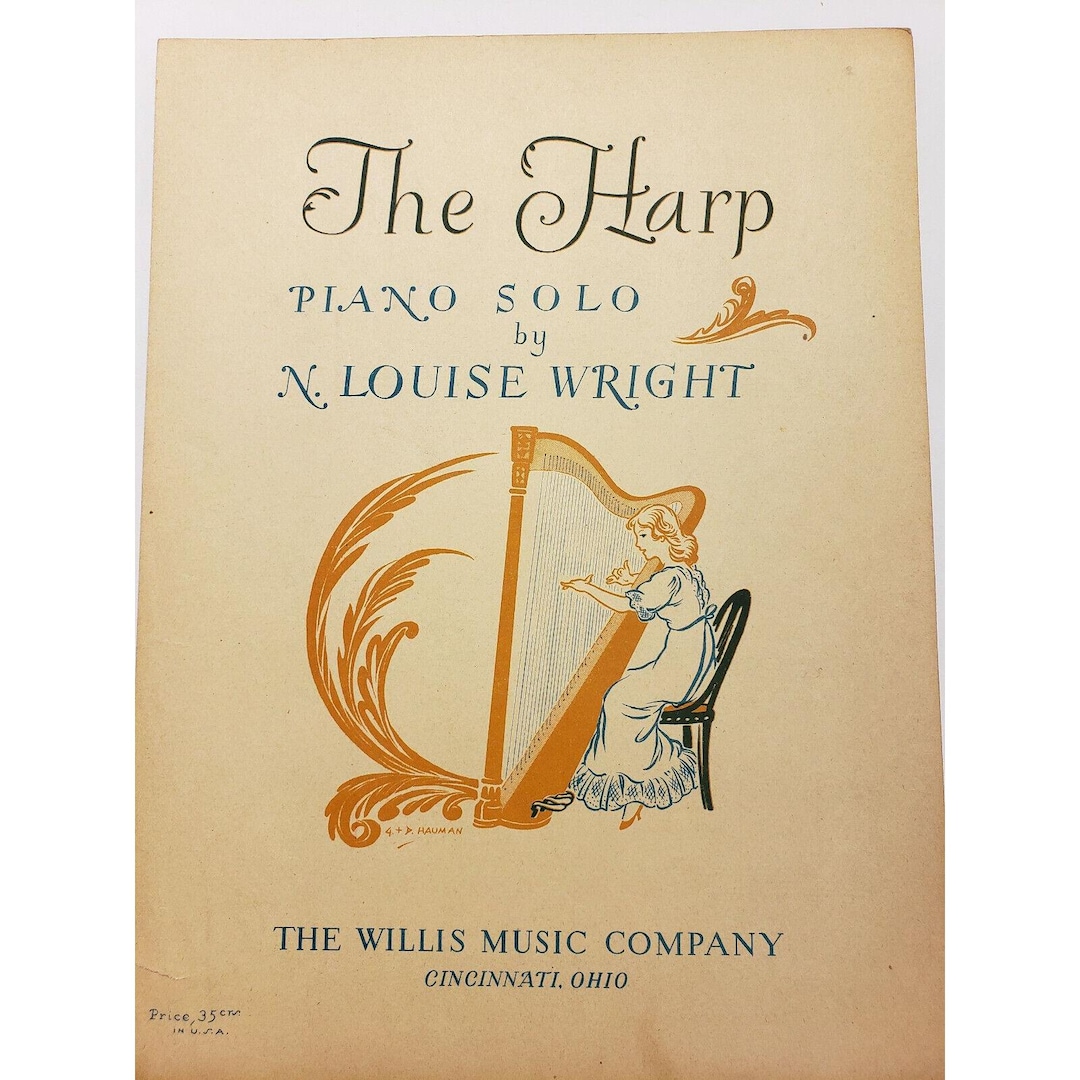 Sheet Music-"the Harp" by N. Louise Wright, 1951, Mcm,piano Solo - Etsy