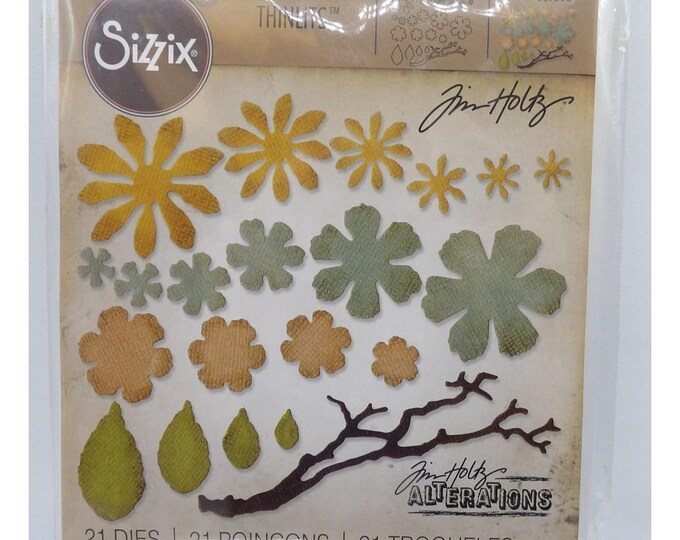 Sizzix Thinlits Small Tattered Florals Die Set 21 Pieces by Tim Holtz ...