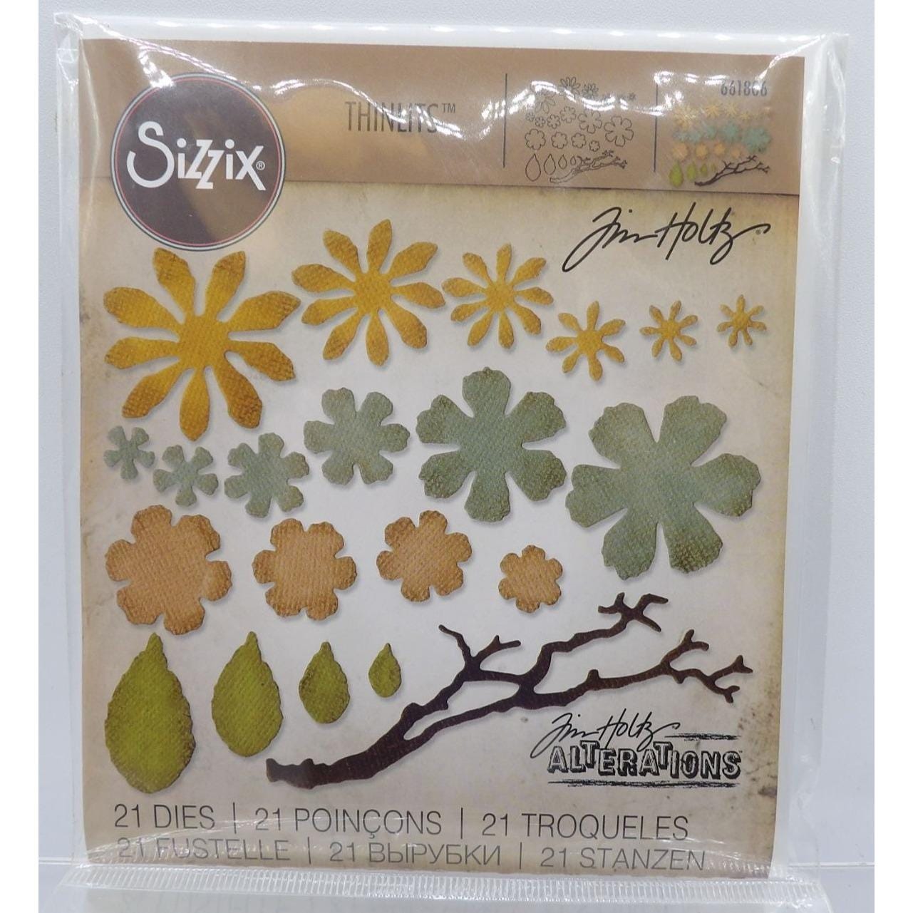 Sizzix Thinlits Small Tattered Florals Die Set 21 Pieces by Tim Holtz 61806 - Etsy