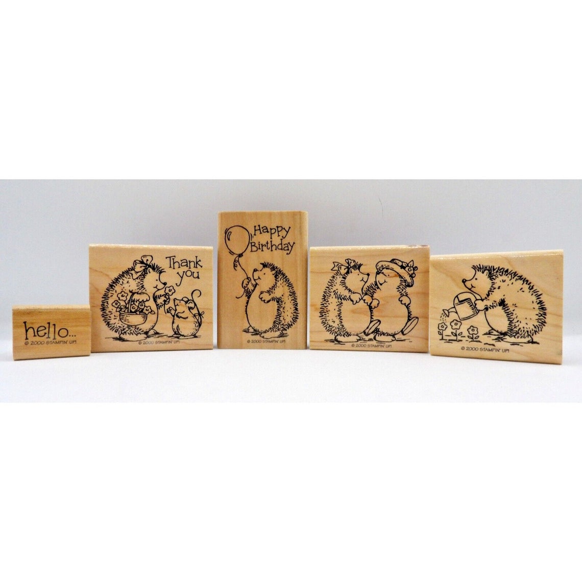 Stamp Set of 5 "hedgehog Happiness" Stampin' Up! ©2000 W Box - Etsy