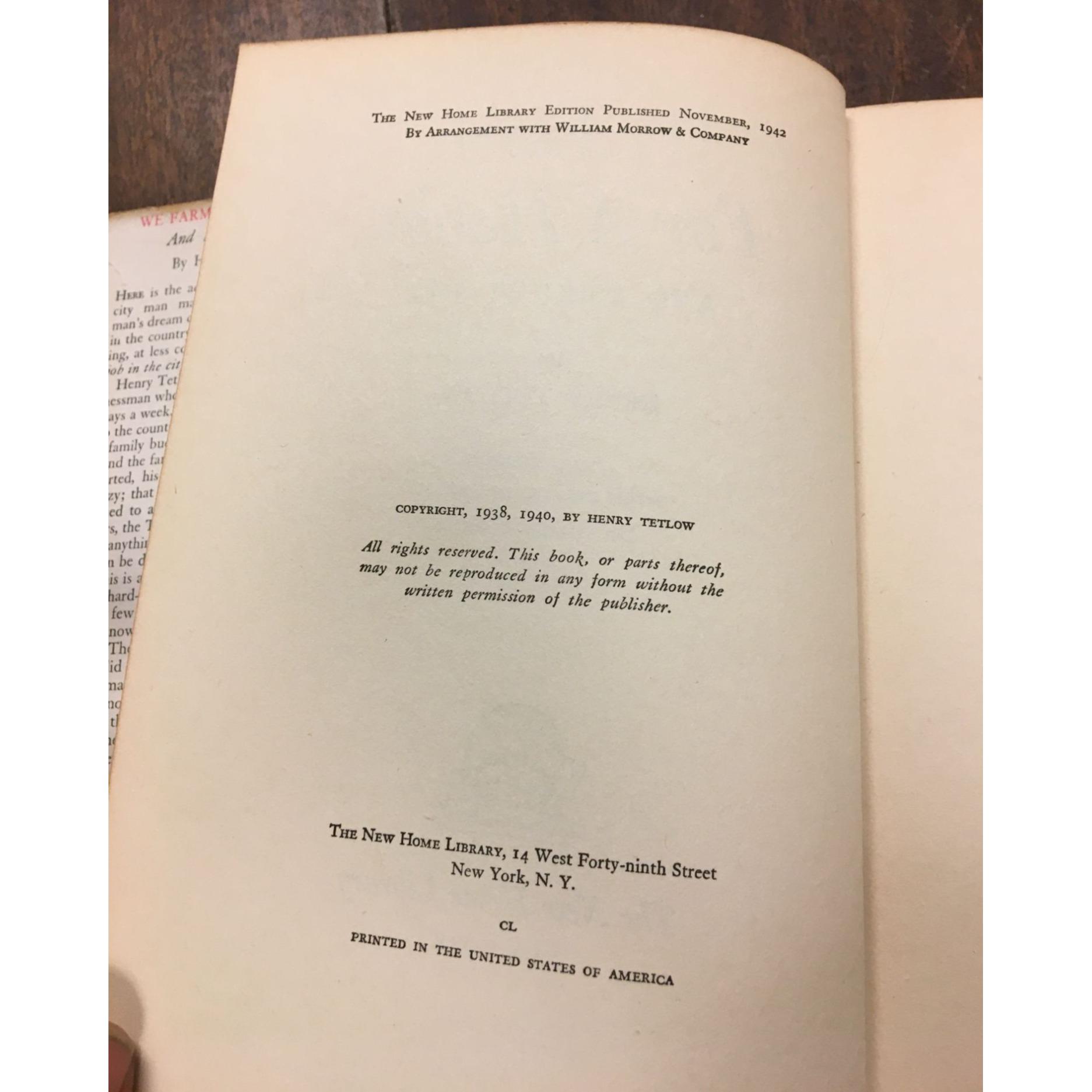 We Farm for A Hobby and Make It Pay by Henry Tetlow Hardcover ©1938 - Etsy