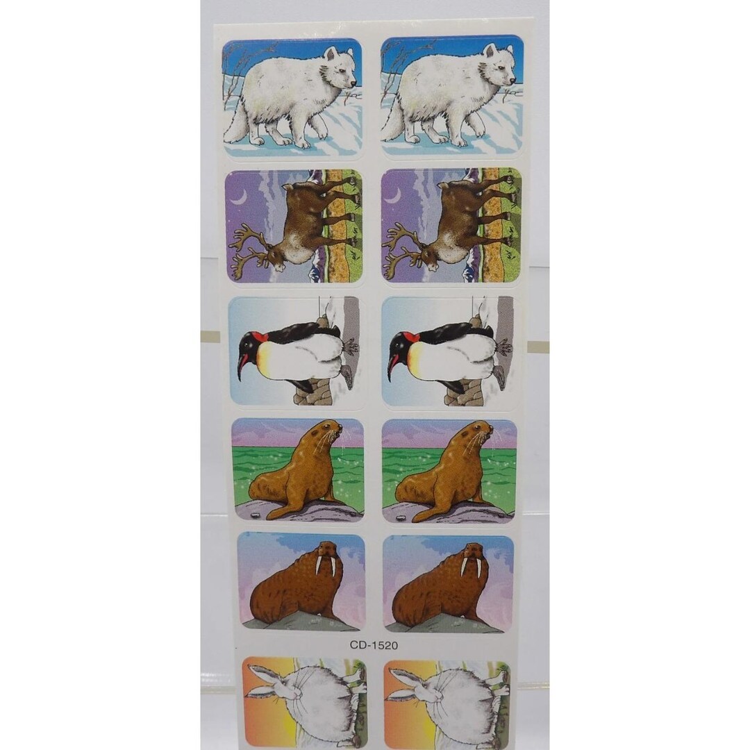 240 Wildlife Stickers Featuring Arctic Animals 1.25x1 Each 10 Animals 2 ...