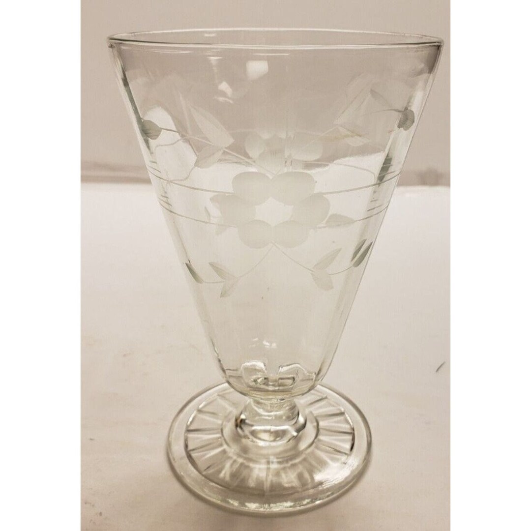Ice Cream Sundae Glass Etched With Flowers and Leaves - Etsy