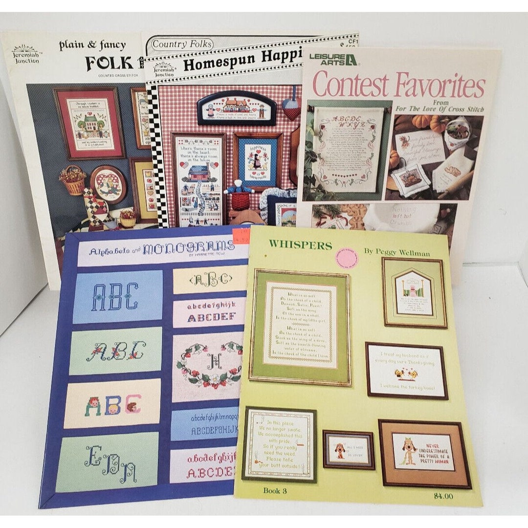 Lot of 5 Counted Cross Stitch Pattern Books 69 Designs ©1980-1990 - Etsy
