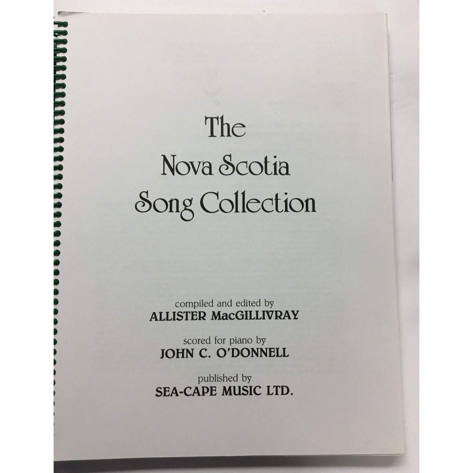 Song Book Nova Scotia Song Collection by Allister Macgillivray 2nd Ed ...