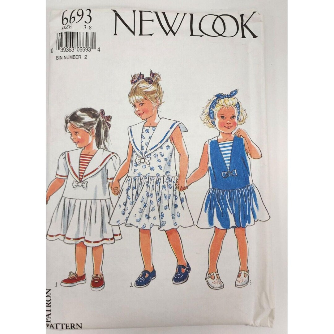 Simplicity #6693 "new Look" Girls Sailor Dress Size 3-8 UNCUT - Etsy