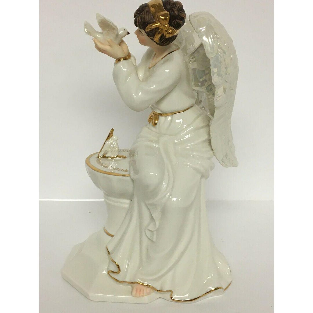 Ceramic Angel on Sundial W. Dove Made in China O'well 10x7"glossy ...