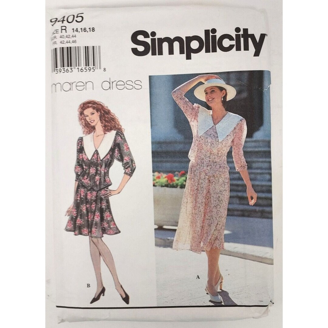 Simplicity Pattern # 9405 "maren Dress" ©1995 Size R: 14,16,18 UNCUT - Etsy