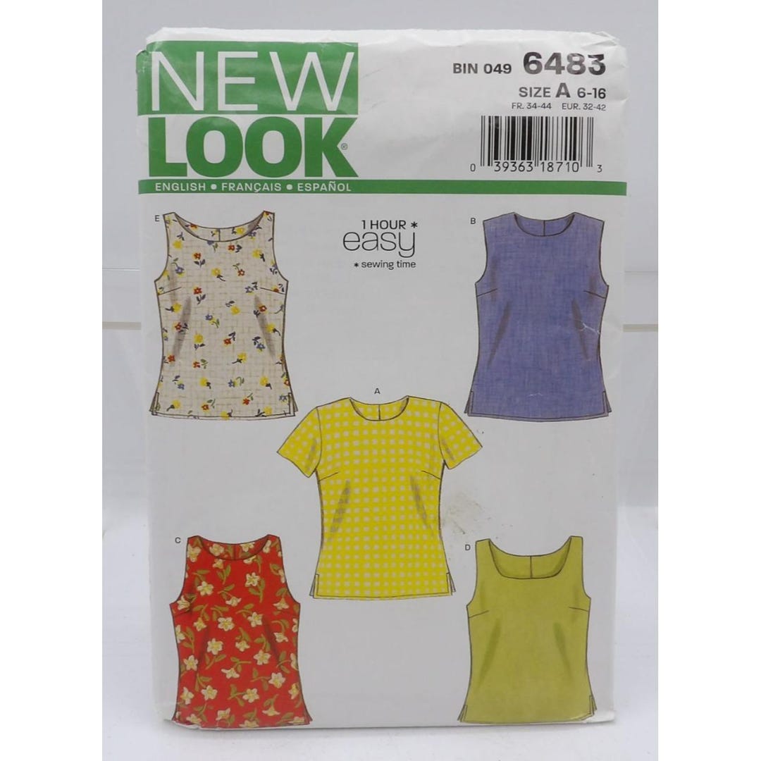 New Look Sewing Pattern 6483 Women's Tops Size 6-16 (5 Styles) Open ...