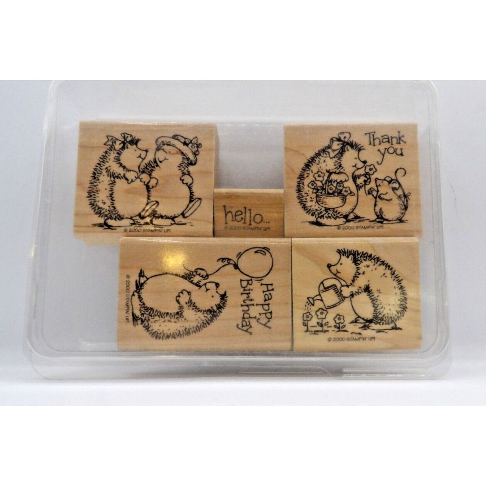Stamp Set of 5 "hedgehog Happiness" Stampin' Up! ©2000 W Box - Etsy