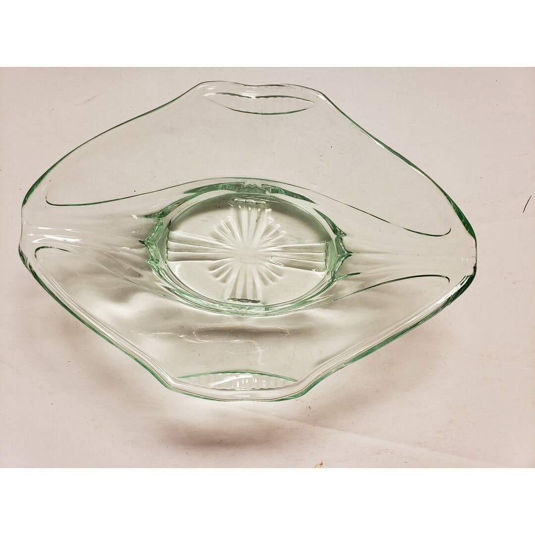 Green Uranium Glass Dish, Diamond Shape With Rolled Corners,1940 ...