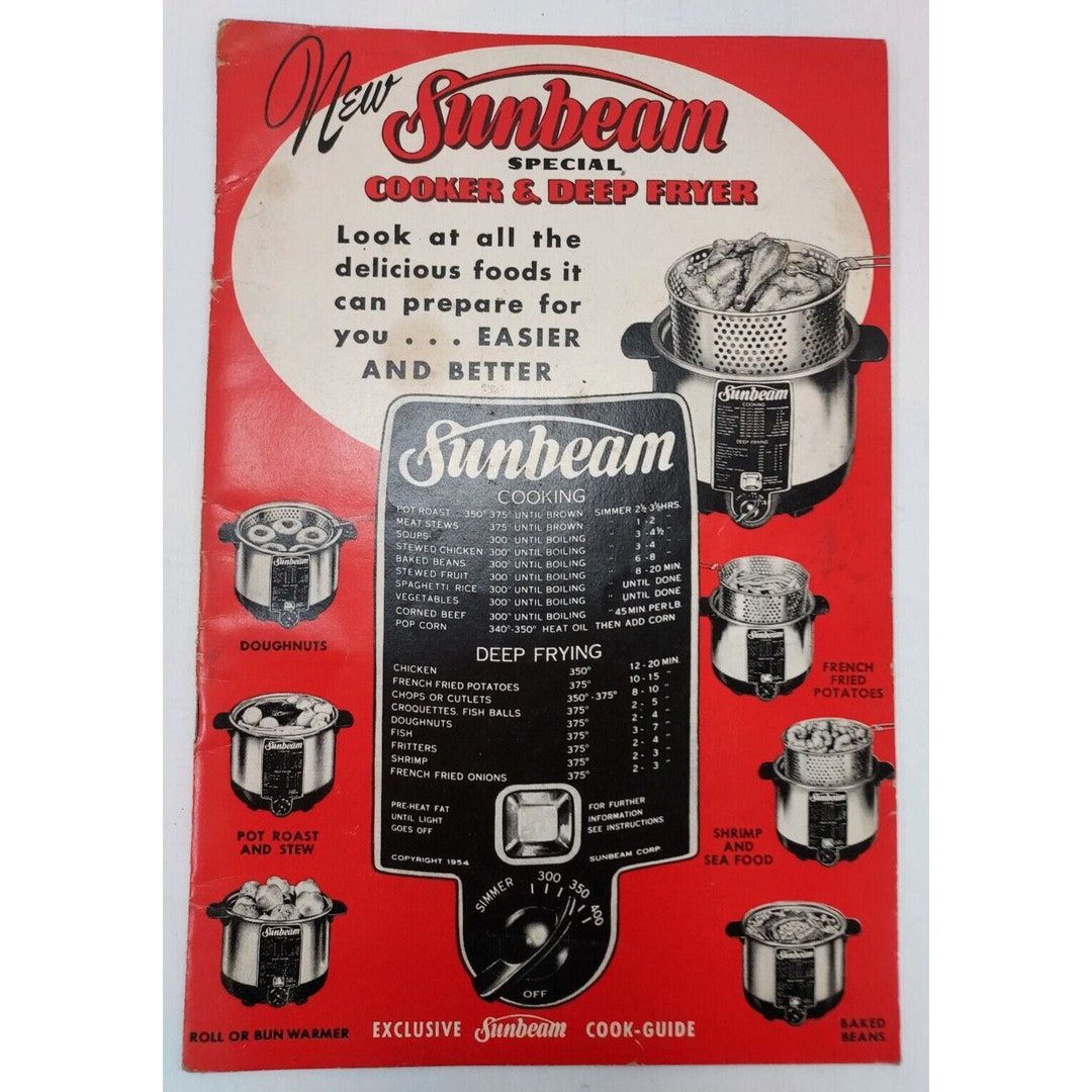 New Sunbeam Cooker & Deep Fryer Manual ©1952 Sunbeam Corp. Recipes - Etsy