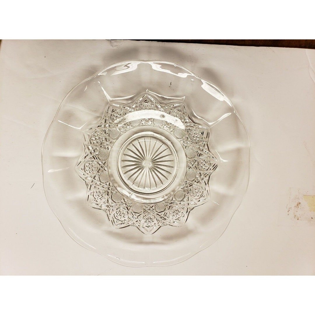 Vintage, Cut Glass Serving Plate, Starburst Bottom and Ring at Center ...