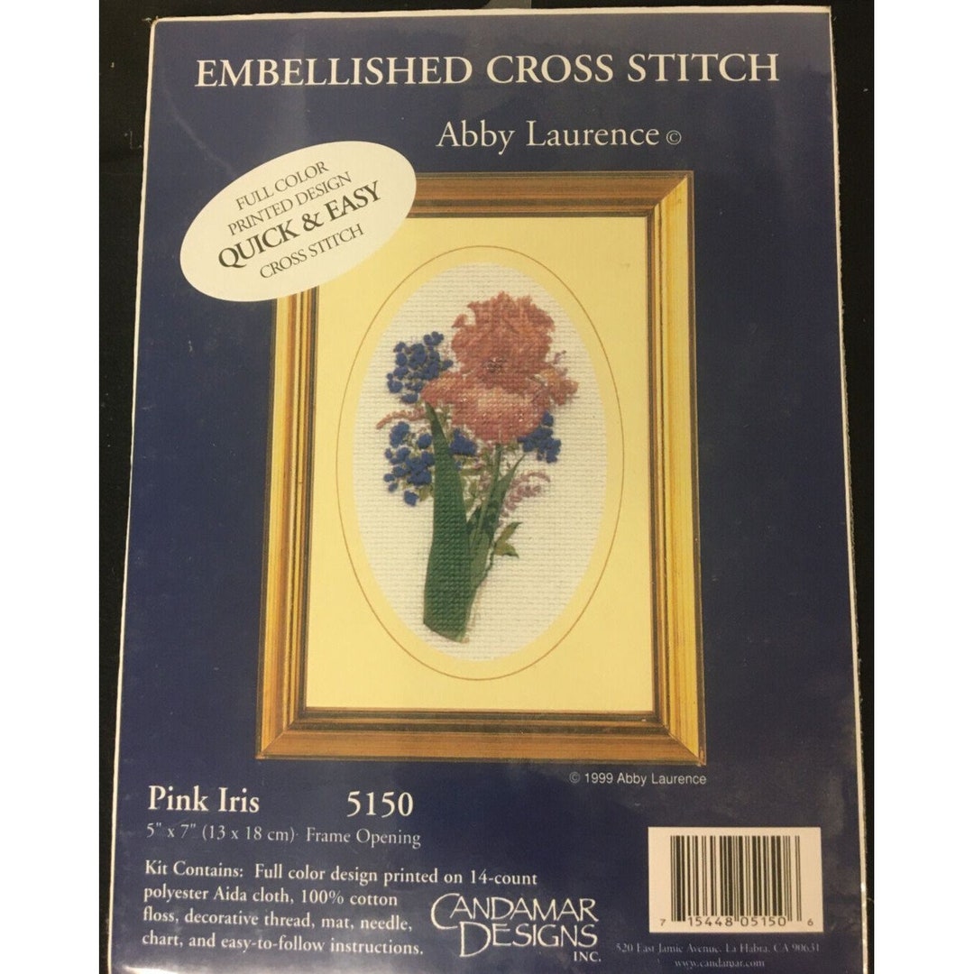 Pink Iris Embellished Cross Stitch #5150 NOS ©1999 Abby Laurence ...