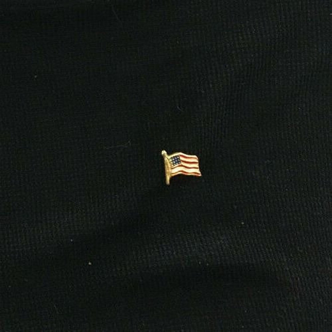 United States Flag Pin Red White Blue Enameled on Gold Tone - Etsy