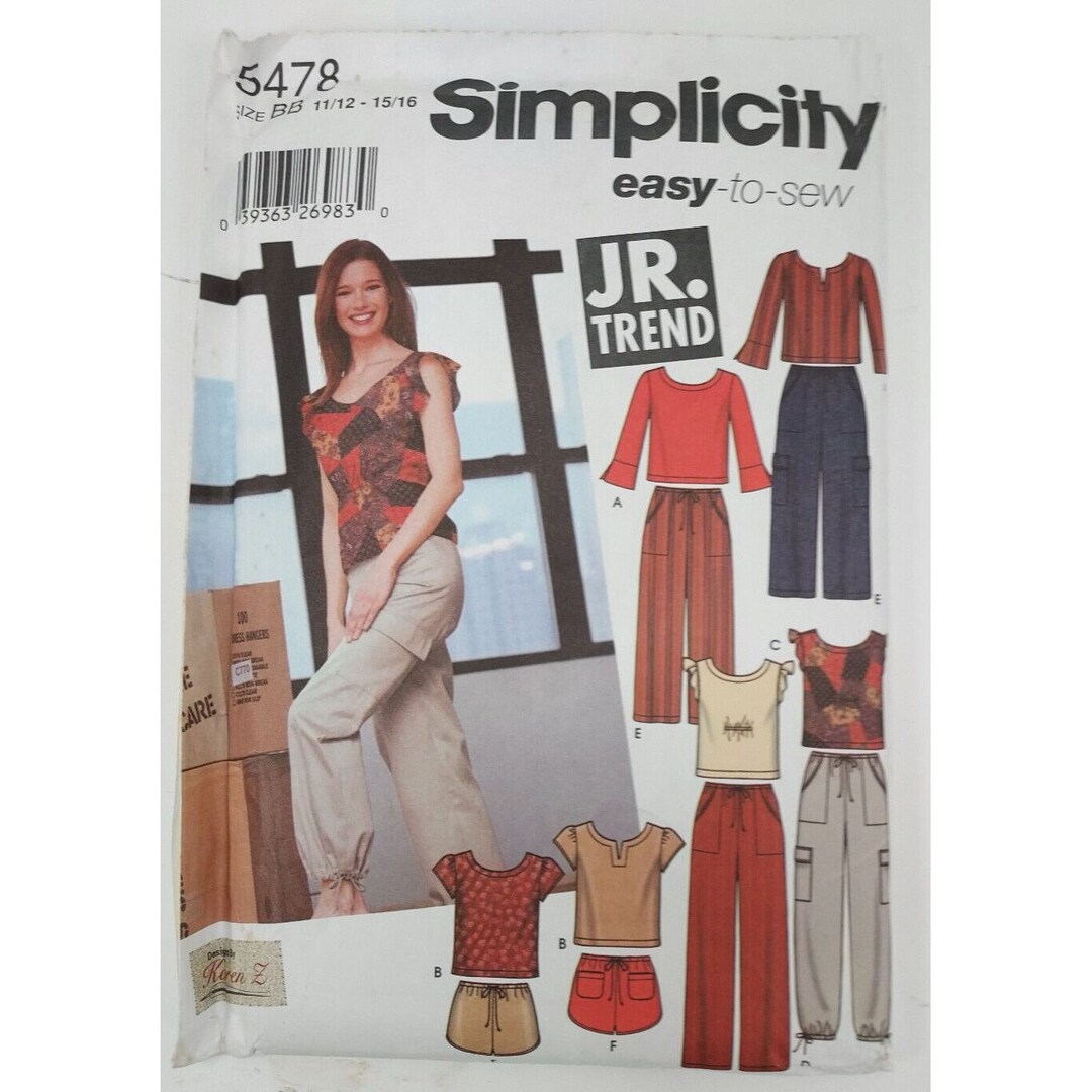 Simplicity Pattern #5478 Easy to Sew Size BB 11/12-15/16 Women'sjrs ...