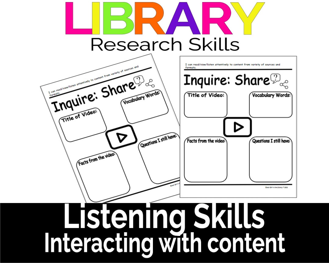 Library Skills Graphic Organizers Research Printable Worksheets - Etsy