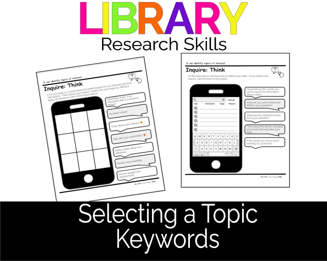 Library Skills Graphic Organizers Research Printable Worksheets - Etsy